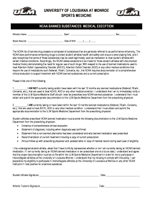 Fillable Online NCAA BANNED SUBSTANCES MEDICAL EXECPTION Fax Email ...