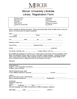 Fillable Online libraries mercer Mercer University Libraries Library ...