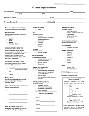 Fillable Online 9 Grade Registration Form - Bellevue Public Schools Fax ...