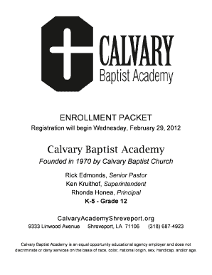 Fillable Online Founded in 1970 by Calvary Baptist Church Fax Email Print - pdfFiller