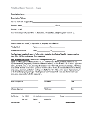 Fillable Online Street Banner Permit Application - City of Dexter Fax ...