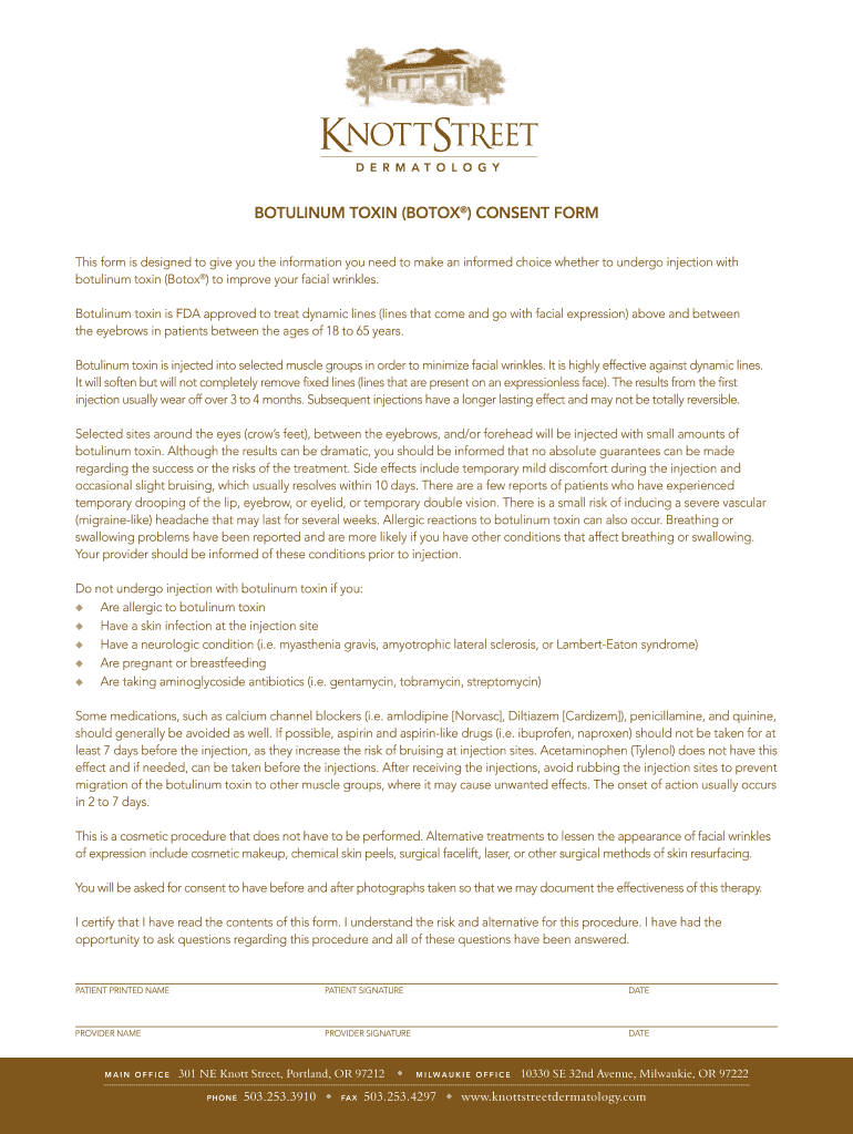 Fillable Online BOTULINUM TOXIN (BOTOX) CONSENT FORM Fax Email Print ...