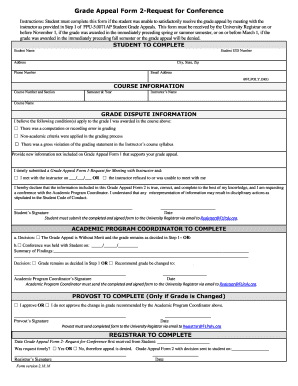 Fillable Online Grade Appeal Form 2-Request for Conference Fax Email ...