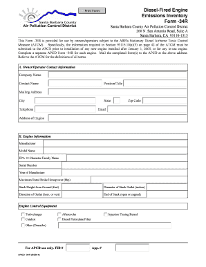 Fillable Online APCD Form - 34R DICE Emissions Inventory Form Fax Email ...