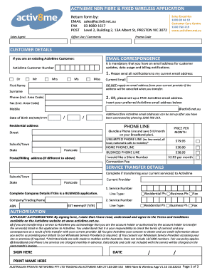 Fillable Online activ8me net ACTIV8ME NBN FIBRE FIXED WIRELESS ...