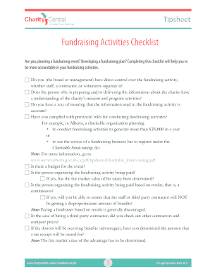 Fillable Online Fundraising Activities Checklist Fax Email Print ...