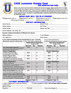 Fillable Online secure cada1 CADA Leadership Summer Camp Fax Email ...