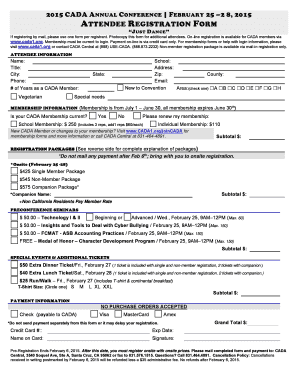 Fillable Online secure cada1 CADA ANNUAL CONFERENCE FEBRUARY ATTENDEE ...