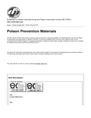 Fillable Online dpic Poison Prevention Materials - DPIC - dpic Fax ...