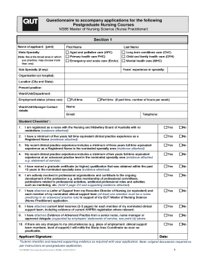 Fillable Online Master of Nursing Science Nurse Practitioner additional ...