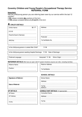 Fillable Online OT Referral Form - Open Objects Software Ltd Fax Email ...