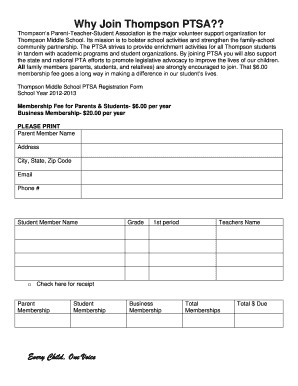 Fillable Online Why Join Thompson PTSA Fax Email Print - pdfFiller