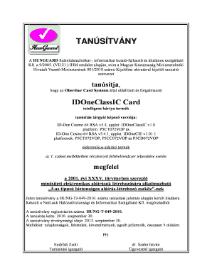 Fillable Online hogy az Oberthur Card Systems ltal ellltott s ...