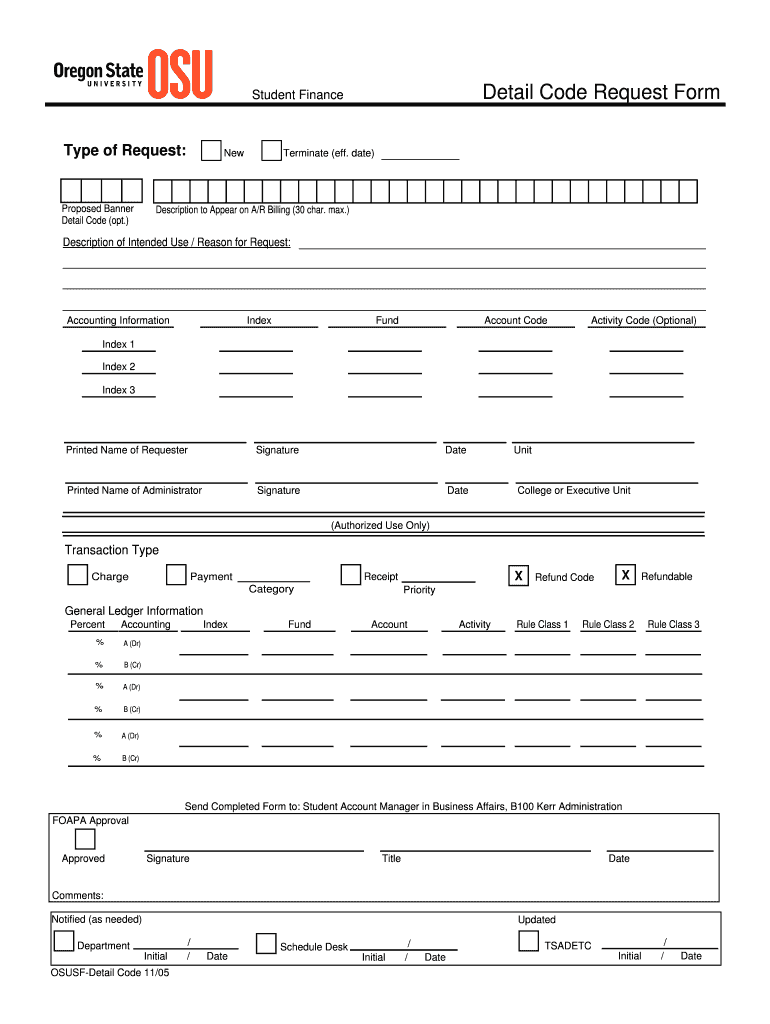 Fillable Online fa oregonstate Type of Request New Terminate eff date Fax Email Print - pdfFiller