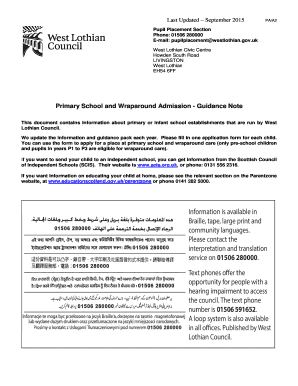 Fillable Online Primary School and Wraparound Admission - Guidance Note ...