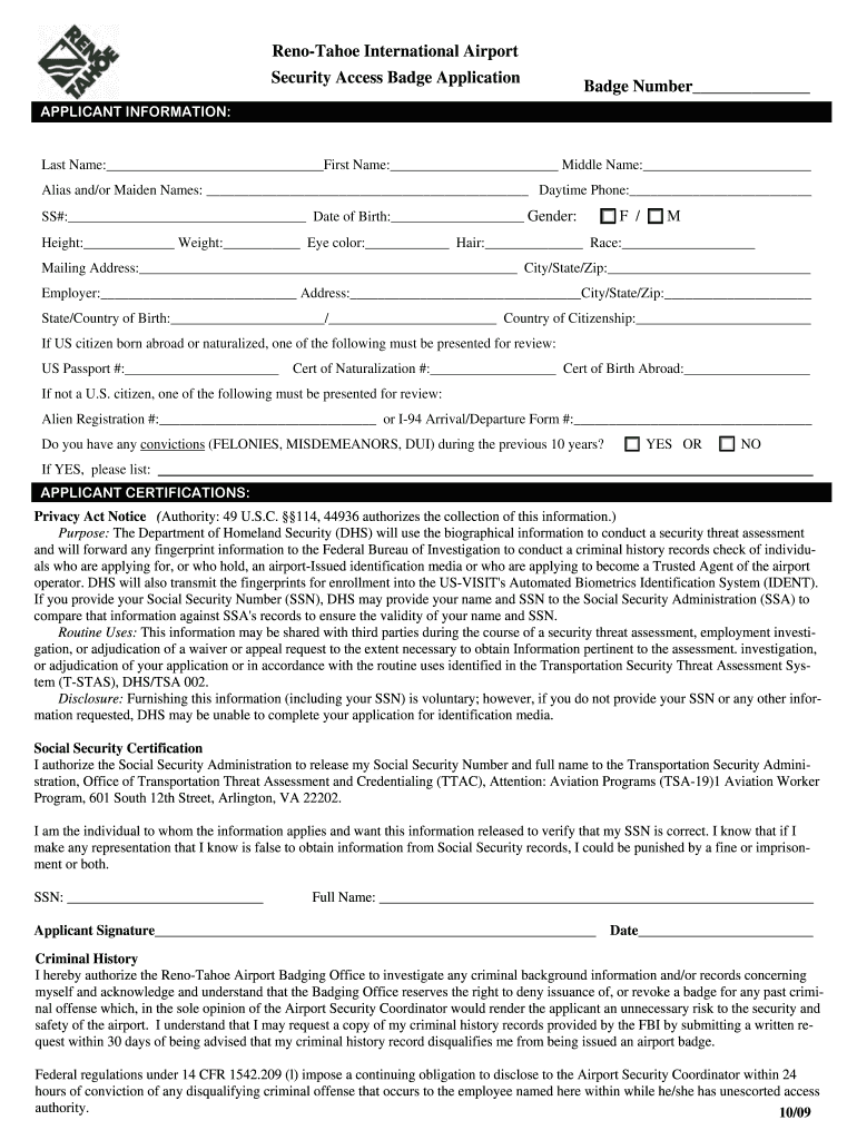 Fillable Online Security Access Badge Application Fax Email Print ...