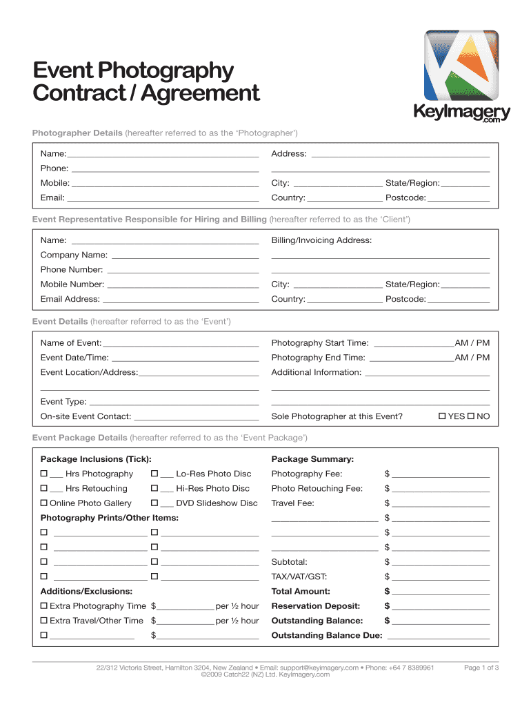 Fillable Online Event Photography Agreement - KeyImagery Fax Email ...