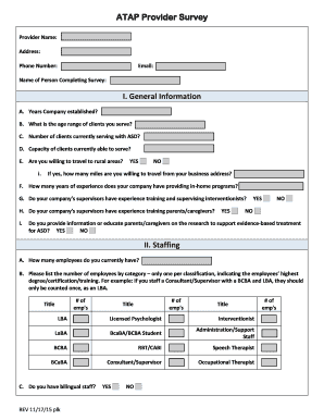 Fillable Online ATAP Provider Survey - Nevada Fax Email Print - pdfFiller