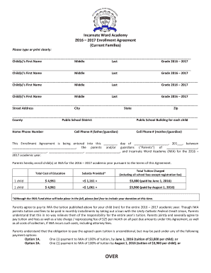 Fillable Online incarnatewordacademy IWA Enrollment Agreement - Incarnate Word Academy Fax Email ...