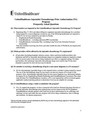 Fillable Online UnitedHealthcare Injectable Chemotherapy Prior ...