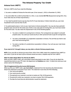 Fillable Online Arizona Form 140PTC - Arizona AARP Tax-Aide Fax Email ...