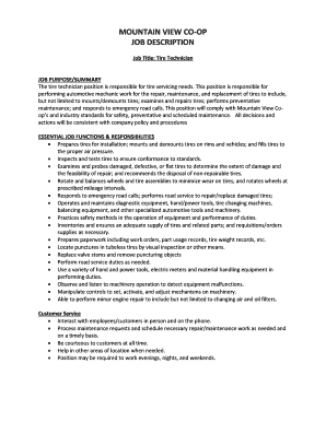 Fillable Online Job Title Tire Technician Fax Email Print - pdfFiller
