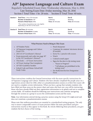 Fillable Online AP Japanese Language and Culture Exam Instructions 2016 ...