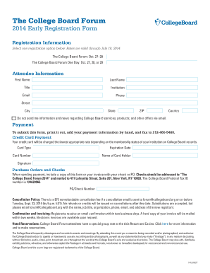 Fillable Online 2014 Early Registration Form Fax Email Print - pdfFiller