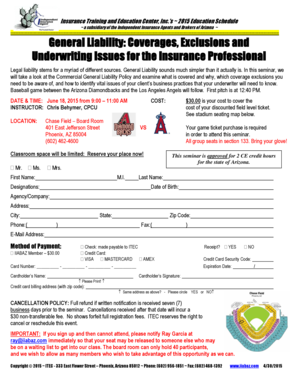 Fillable Online General Liability Coverages Exclusions and Underwriting ...