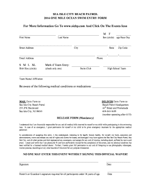Fillable Online Ocean Swim Entry Form - Sea Isle City Beach Patrol Fax ...