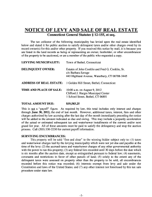 Fillable Online NOTICE OF LEVY AND SALE OF REAL ESTATE Fax Email Print ...