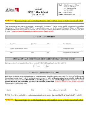 Fillable Online 2016-17 1801 N Cottonwood SNAP Worksheet Fax Email ...