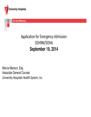 Fillable Online Application for Emergency Admission Fax Email Print ...