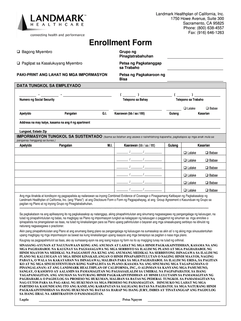 Fillable Online 4 - Tagalog Enrollment Form Survey 9-3-08doc Fax Email ...