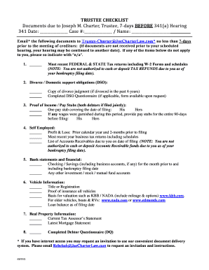 Fillable Online osb-dc Trustee Checklist PDF - Debtor-Creditor Section ...