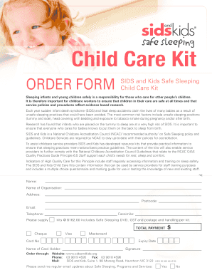 Fillable Online sidsandkids ORDER FORM SIDS and Kids Safe Sleeping ...