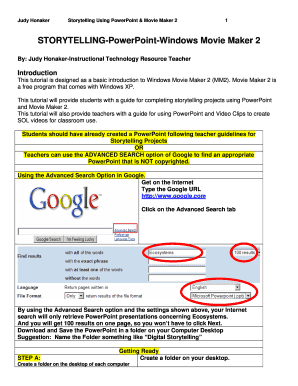 Fillable Online Storytelling Using PowerPoint & Movie Maker 2 Fax Email ...