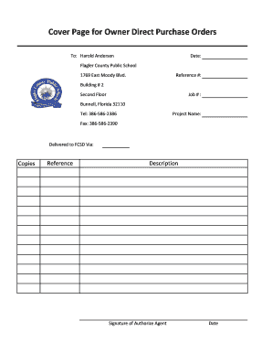 Fillable Online Owner Direct PO ODPO Cover Page - KP Meiring Company ...