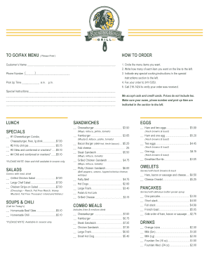 Fillable Online TO GOFAX MENU Please Print HOW TO ORDER Fax Email Print ...