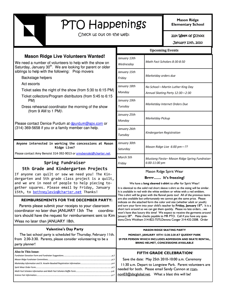 Fillable Online pkwy k12 mo PTO Happenings - Parkway C-2 - pkwy k12 mo ...