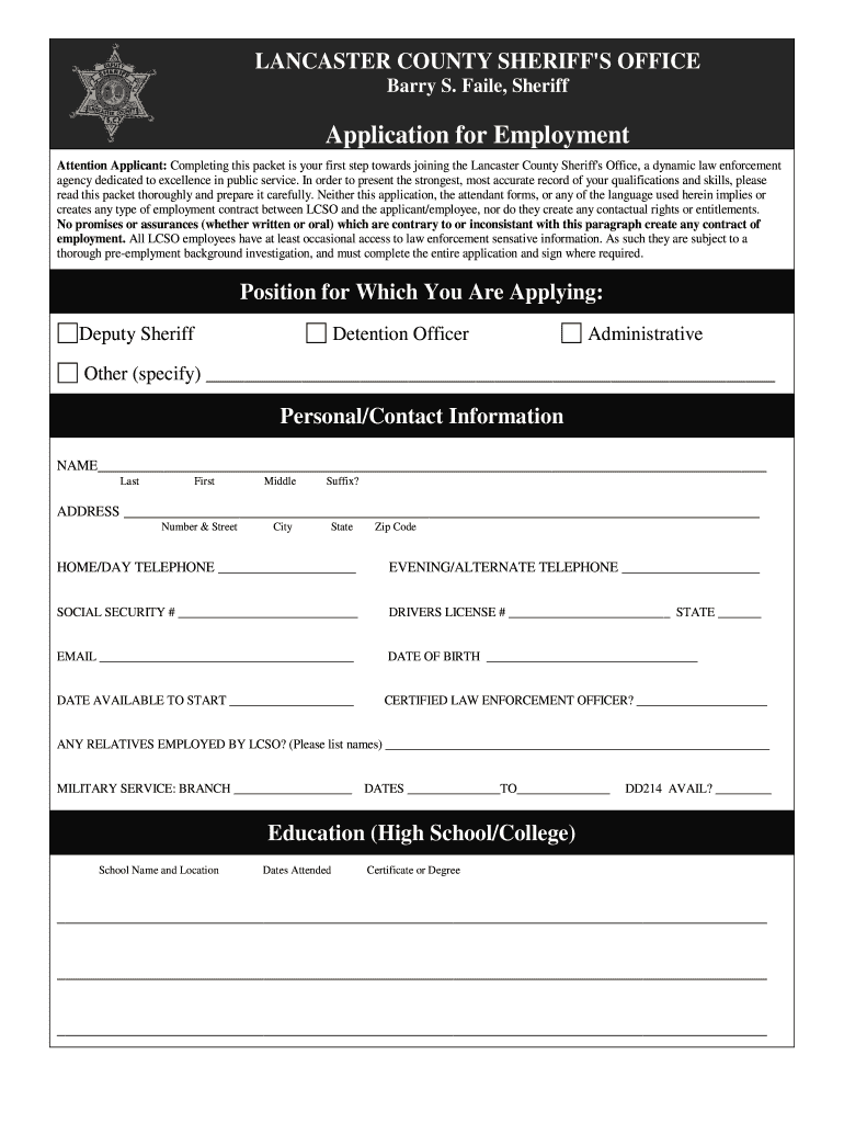 Fillable Online Deputy Application Fax Email Print - pdfFiller