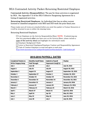 Fillable Online Returning HS BEA Activities Restricted Employee Fax ...