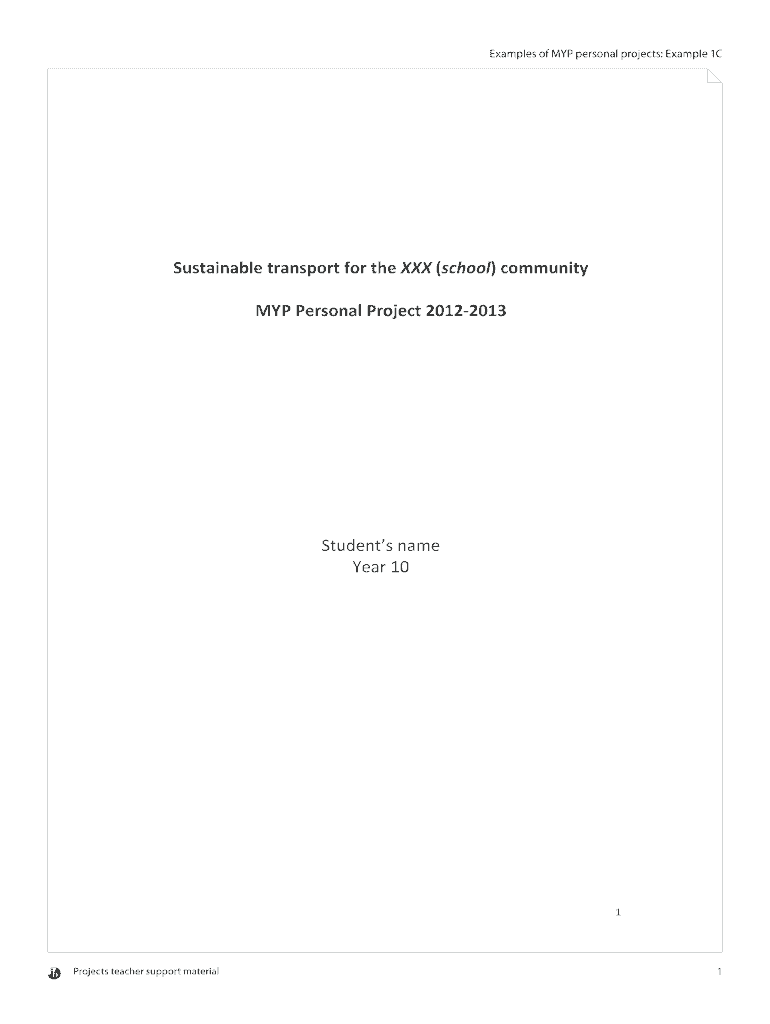 Fillable Online Examples of MYP personal projects: Example 1C Fax Email ...
