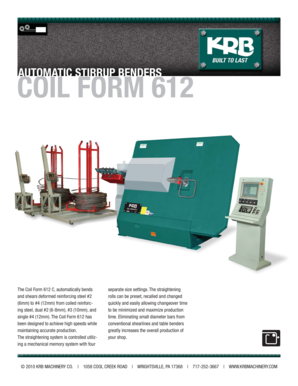 Fillable Online COIL FORM 612 AUTOMATIC STIRRUP BENDERS - KRB Fax Email ...
