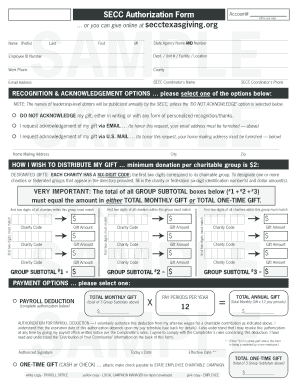 Fillable Online secctexas SECC Authorization Form secctexasgivingorg ...