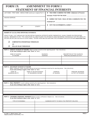 Fillable Online ethics state fl FORM 1X AMENDMENT TO FORM 1 STATEMENT ...