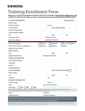 Fillable Online Training Enrollment Form - Siemens Fax Email Print - pdfFiller