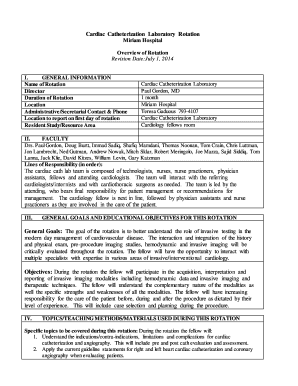 Fillable Online Cardiac Catheterization Laboratory Rotation Fax Email ...