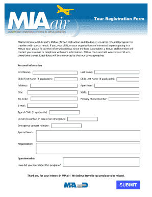 Fillable Online TOUR REGISTRATION FORM Tour Registration Form Fax Email ...