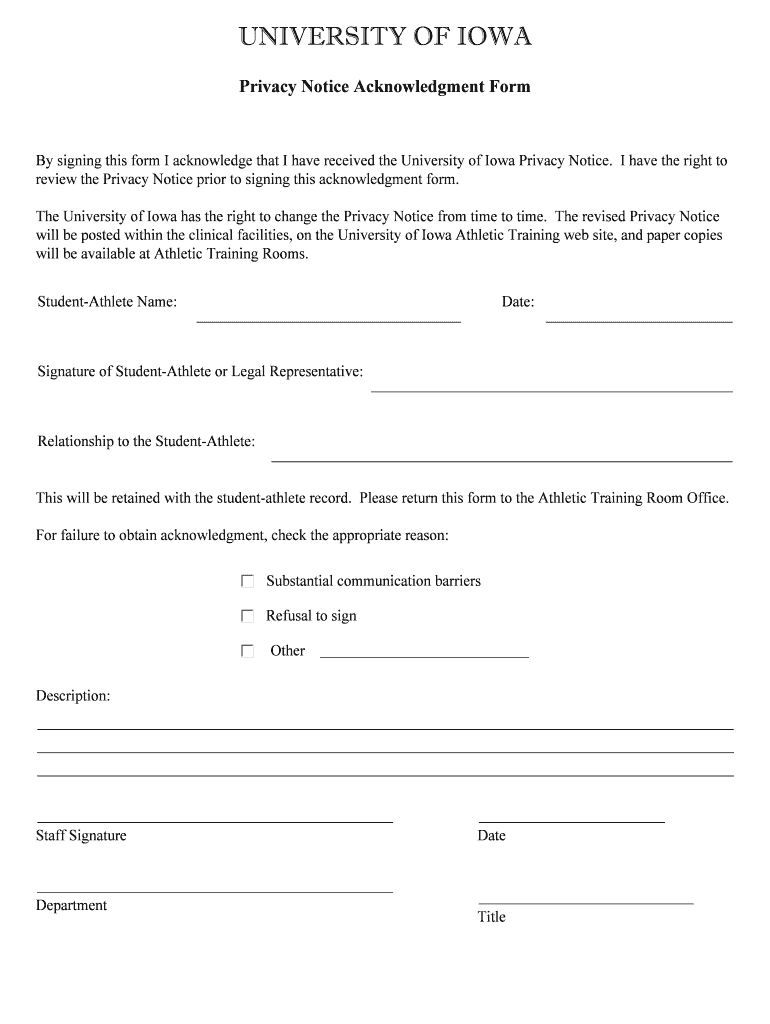 Fillable Online Privacy Notice Acknowledgment Form Fax Email Print ...